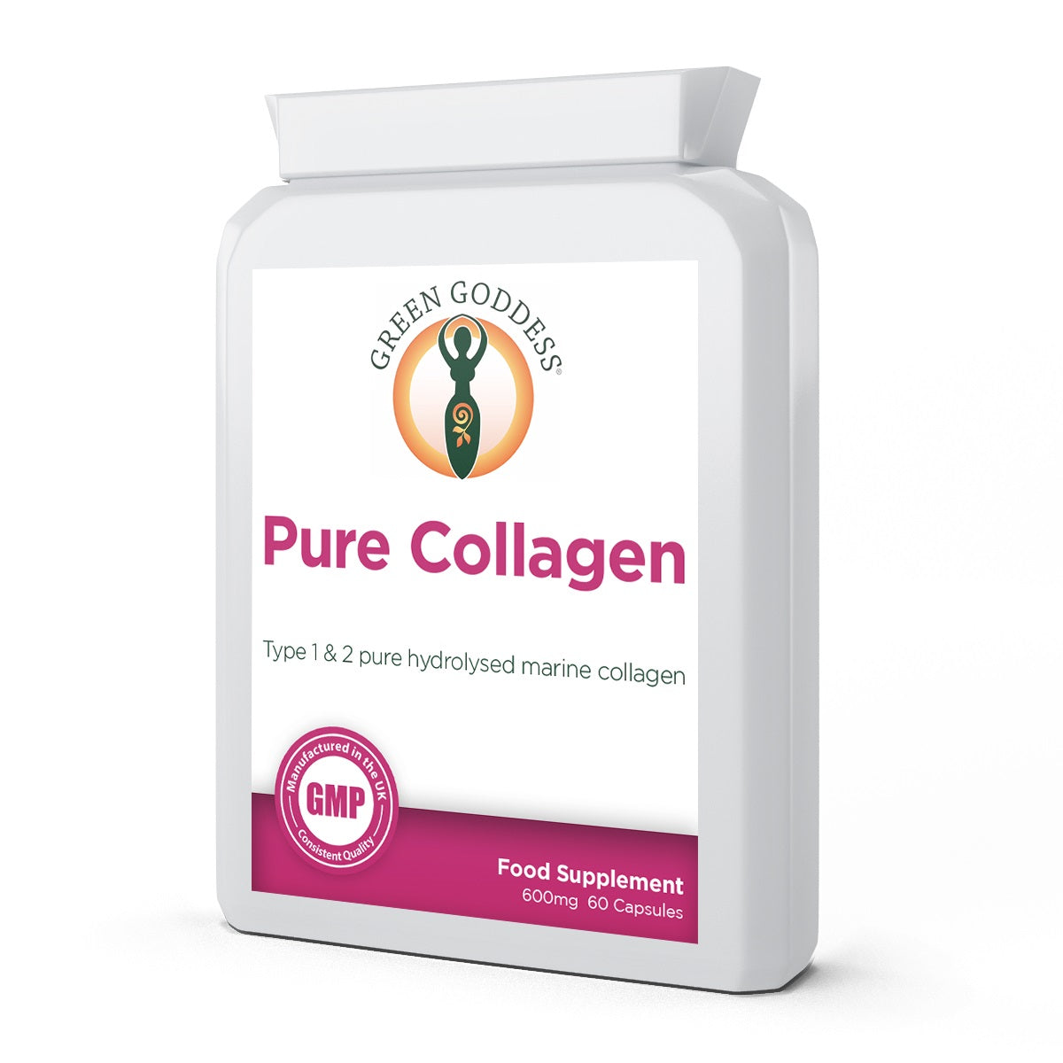 Pure Collagen Type 1 & 2 600mg Capsules | Green Goddess